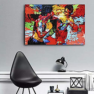 Fchen Art Boxing Poster,Boxing Sports Colorful Canvas Wall Art Movie Decor for Kitchen Wall Decor,Picture Drawing Painting Room Decor Artwork Framed and Stretched 60x90cm