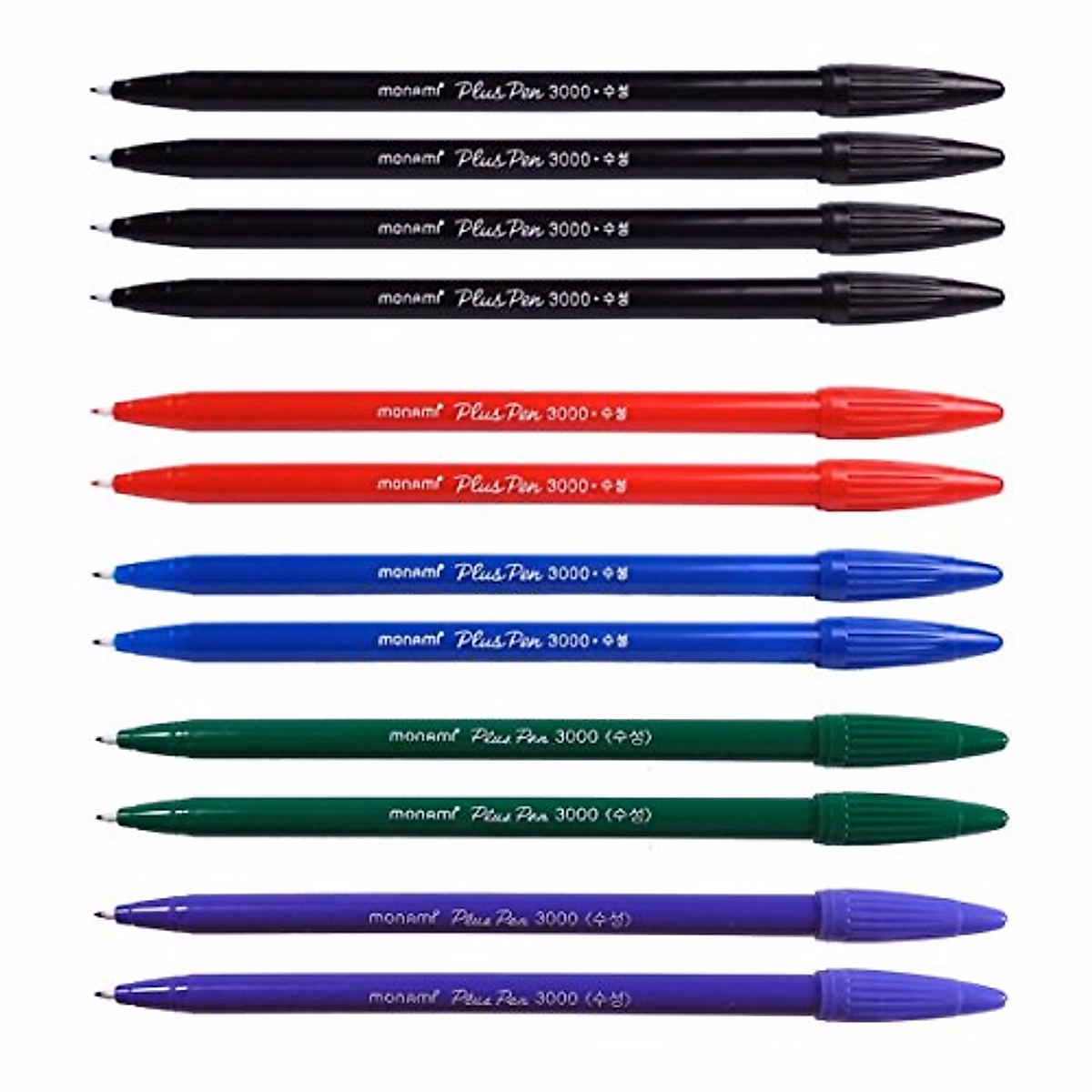 Monami Plus 3000 Office Sign Pen Felt Tip Water Based Ink Color Pen Complete Red,blue,black,green,purple Dozen Box