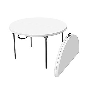 Lifetime 80886 48-Inch Round Fold-in-Half, 2 Pack, Light Commercial, White Granite Table