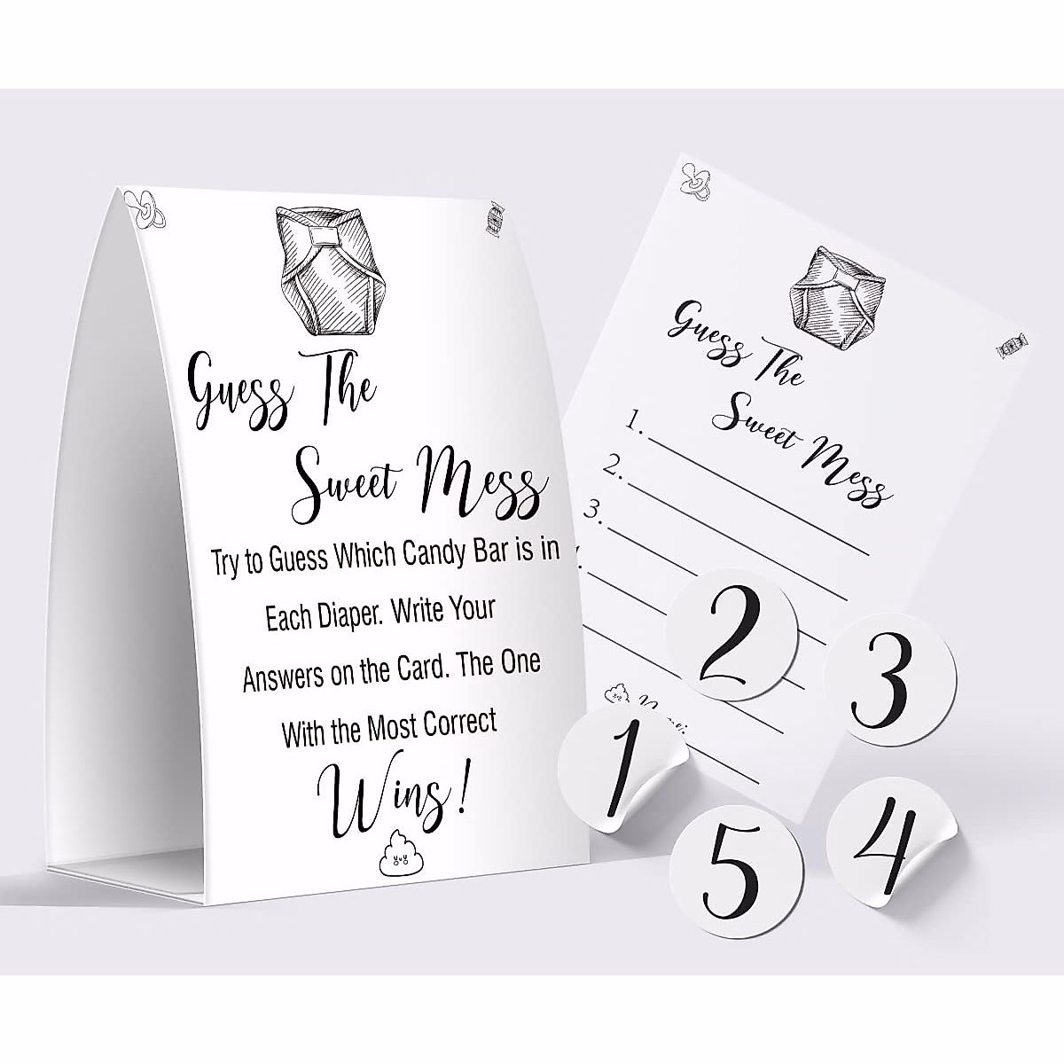 Guess The Sweet Mess - Baby Shower Games Guess The Sweet Name That Poo, Dirty Diaper game - gs006B