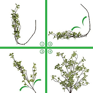 Ruidazon 2 pcs Artificial Greenery Stems, 41.3’’ Tall Fake Plants Branches Faux Greenery Ficus Twig Leaf for Home Garden Shop Office Desk Decoration