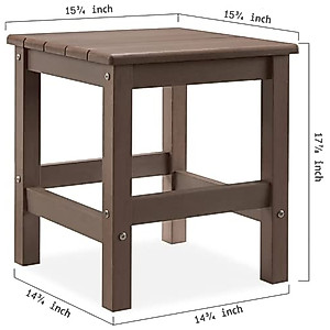 EFURDEN Side Table, Polystyrene End Table for Adirondack Chair, Outdoor Side Table Weather Resistant, Patio End Table with Low Maintenance (Brown)