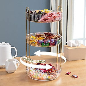 360° Rotating Makeup Organizer, Bathroom Makeup Carousel Spinning Holder Rack, Large Capacity Cosmetics Storage Box Vanity Shelf Countertop, Fits Cosmetic, Perfume (Transparent 3 Layers)