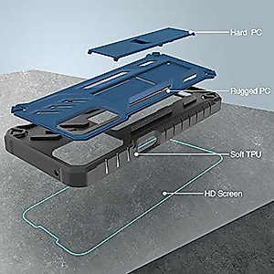JXVM for OnePlus Nord N200 5G Case,with Screen Protector,Built-in Kickstand wiht Full Body Shockproof Rugged Cover for OnePlus Nord N200 5G 6.49 Inch (Blue)