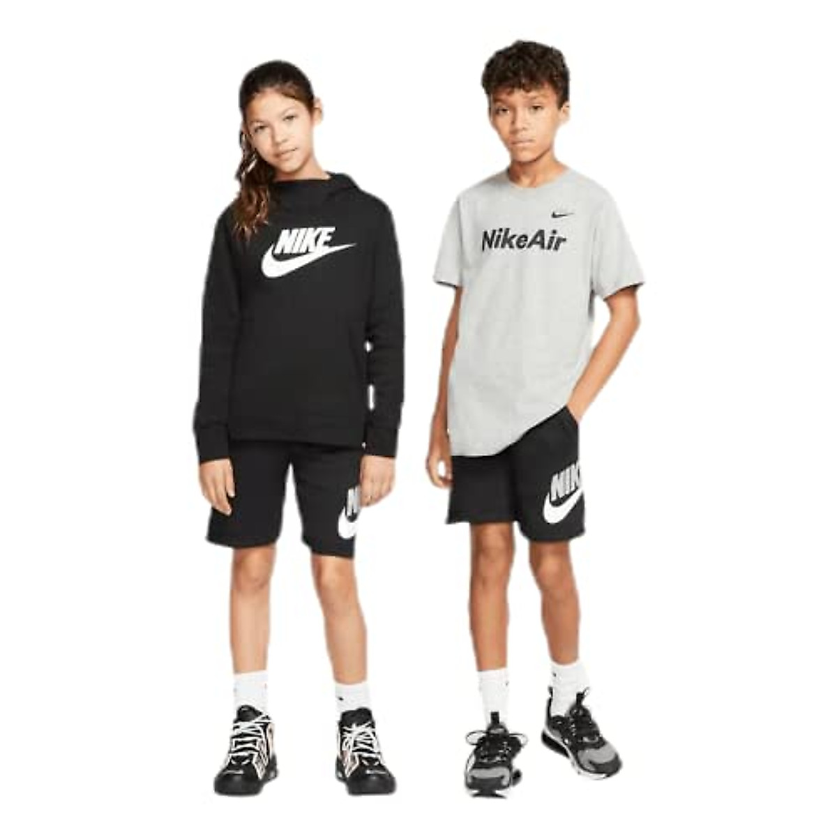 Nike Boy's Sportswear Club + HBR Fleece Shorts (Big Kids) Black/Black LG (14-16 Big Kid)