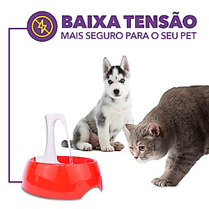 Aqua First Pet Water Fountain - Automatic Drinking Bowl for Cats and Dogs - Light and Portable - Replaceable Filters - Ergonomic Design - 1.2L/42 fl oz - Red