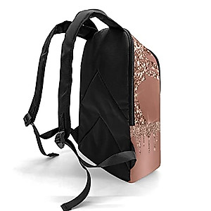 Gold Glitter Personalized Schoolbag, Teen Unisex University Custom Casual Bookbag Travel Laptop Backpack Daypack