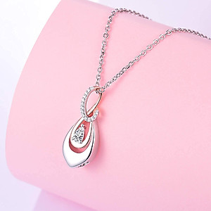 925 Sterling Silver Ash Necklace Memorial Teardrop CZ Keepsake Pendant Infinity Urn Necklace for Ashes for Women Cremation Jewelry(clear)