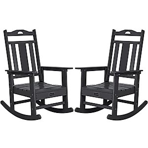 nalone Outdoor Rocking Chairs Set of 2, HDPE All Weather Resistant Rocking Chair for Porch, Oversized Patio Rocker Chair for Adult, Outdoor Rockers for Garden Lawn
