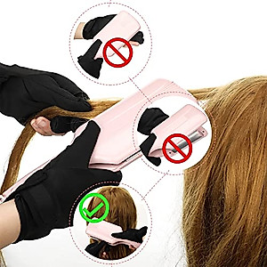 Heat Resistant Gloves for Hair Styling 3 Finger Curling Wand Glove Silicone Heat Mat Pouch 6 Pcs Hair Clips and 2 Pcs Styling Comb for Curling Iron Wands