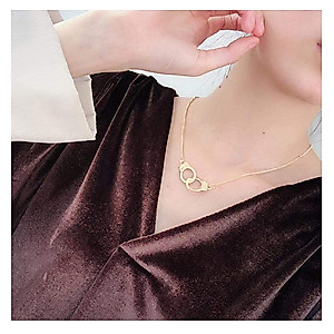 Mens Womens Customized Personalized Chain Link Handcuff Necklace Punk Rock Cuban Necklace Black