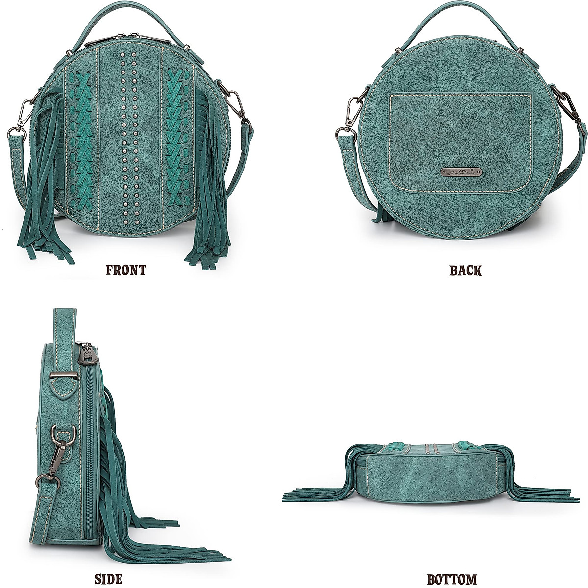 Montana West Fringe Western Purses for Women Crossbody Bag Circle Round Bag Vintage Shoulder Handbag MW1054-118CF