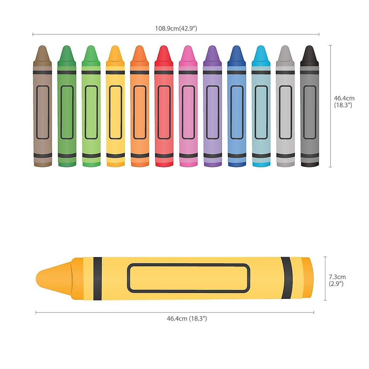 DECOWALL DW-1907 Colourful Crayons Kids Fabric Wall Stickers Wall Decals Peel and Stick Removable Wall Stickers for Kids Nursery Bedroom Living Room décor