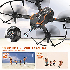 AVIALOGIC Mini Drone with Camera for Kids, Remote Control Helicopter Toys Gifts for Boys Girls, FPV RC Quadcopter with 1080P Live Video Camera, Gravity Control, 3 Batteries, Carrying Bag