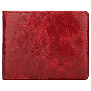 HIMI Wallet for Men-Genuine Leather RFID Blocking Bifold Stylish Wallet With 2 ID Window (Red)