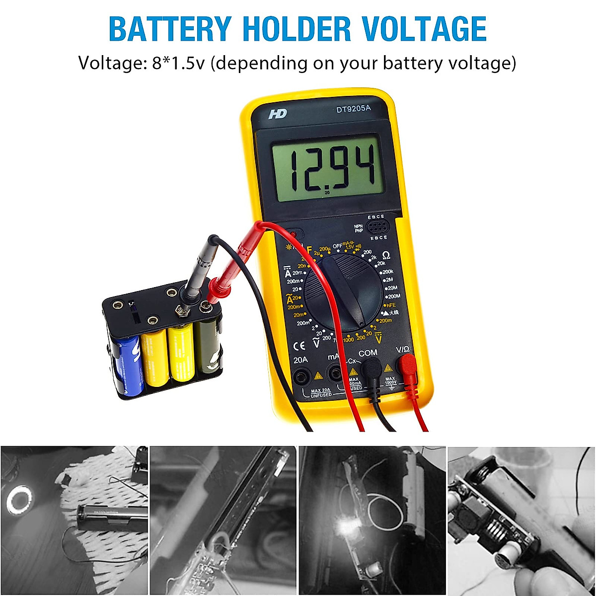 QTEATAK 2Set 8 x AA Thicken Battery Holder with I Type Wired Battery Clip Standard Snap Connector