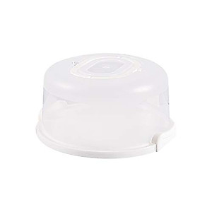 Zoofen Round Cake Carrier White Cake Stand 11 Inch Plastic Cake Container with Handle and Lid for Travel(White)