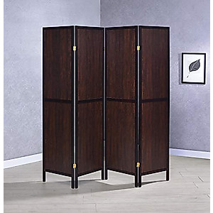 Coaster Furniture Folding Screen Cappuccino 4-Panel Rustic Tobacco 961414