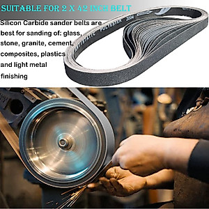Tonmp 18 PCS 2 x 42 Inch Premium Silicon Carbide Sanding Belts Assortment- 3 Pcs Each of 80,120, 240, 400, 800,1000 Grits Knife Sharpening Sander Belt Kits for Belt Sander (2x42 inch)