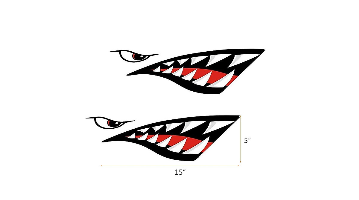 Ochine Shark Teeth Decals for Kayaks & Cars - Waterproof