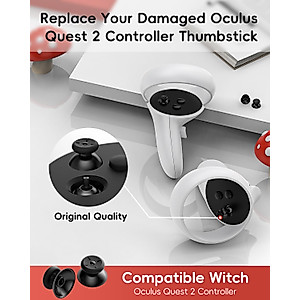 Thumbsticks Replacement for Oculus Quest 2 Controller/Meta Quest 3 Controller, for Oculus Quest 2 Controller Replacement Parts, Include 2 Thumbsticks, for Oculus Quest 3 Controller (Black-2-in-1)
