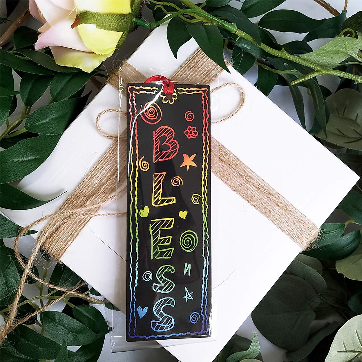 Supla 36 Set 2 Style Magic Scratch Rainbow Bookmarks Making Kit for Kids Students Party Favor Scratch Paper DIY Bookmarks Bulk with Scratching Tools Satin Ribbons for Classroom Activities