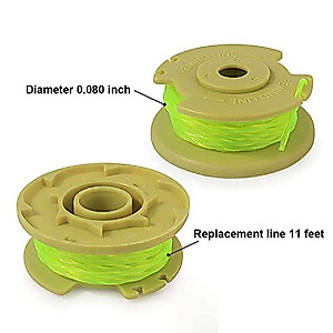 THTEN 11ft 0.080" Replacement Trimmer Spool for Ryobi One Plus AC80RL3 18v 24v and 40v Cordless Trimmers Line Refills Weed Wacker Auto-Feed Twist Single Line Parts