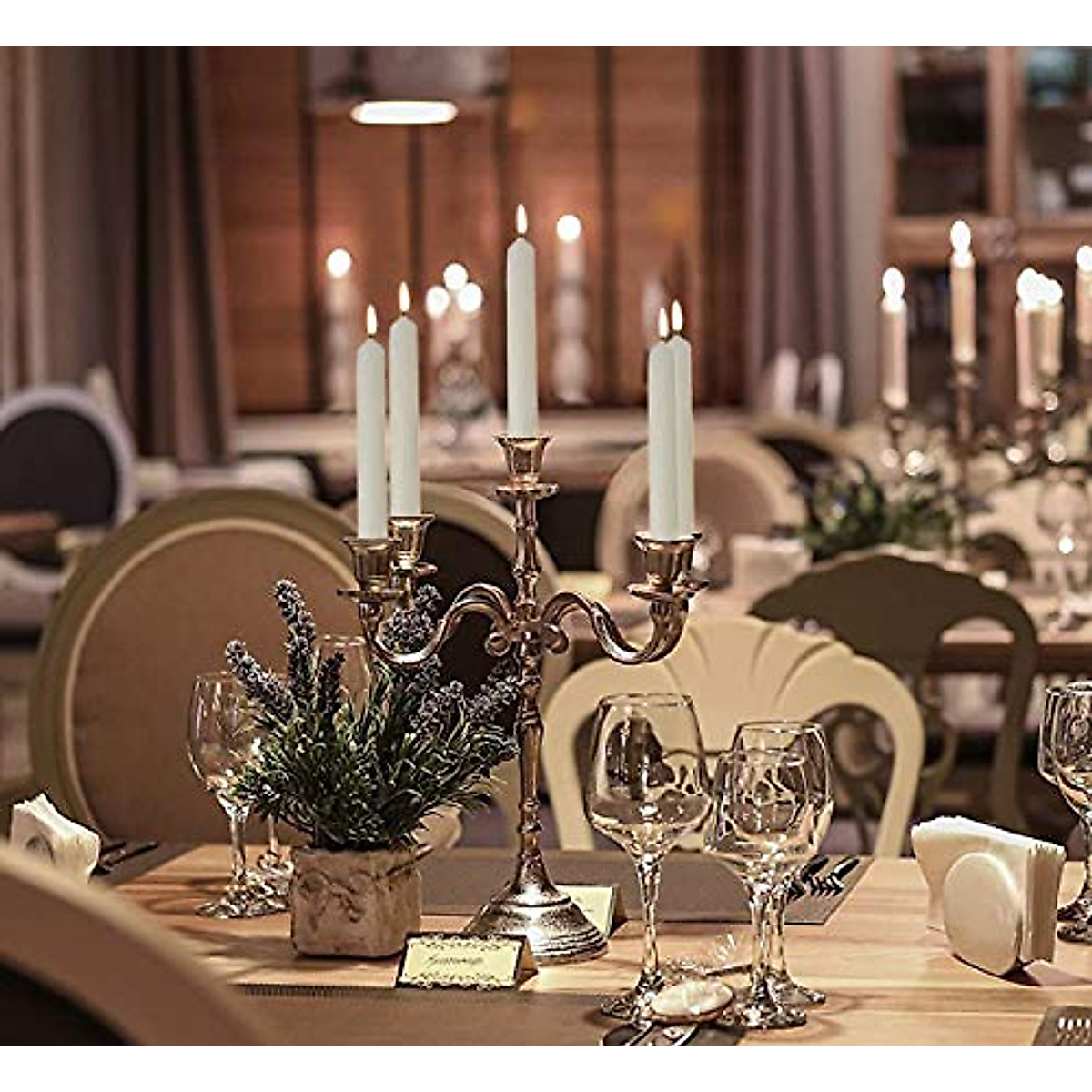 Hyoola White Beeswax Taper Candles – Hand Dipped, Decorative, All Natural, 100% Pure Scented Bee Wax Candle - 12 Pack - 4 Hour Burn Time