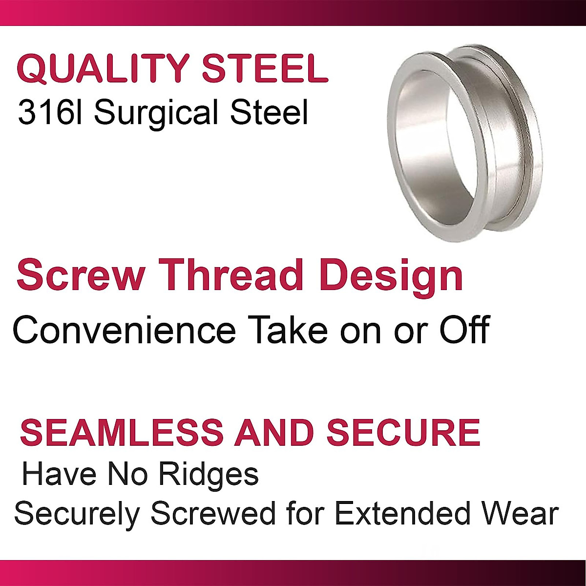 bodyjewellery 15/16 gauge 24mm Surgical Steel Flesh Tunnels Ear Plugs AFUT Ear Stretching 2Pcs