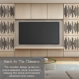 Olanglab Acoustic Wood Wall Panels, 2 Pack 19.6"x19.6" Sound Absorbing Panels Polyester Fiber, Oak Plywood Sound Panels, Self Adhesive 3D Wood Soundproof Wall Panel for Studio (Line1)