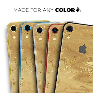 Design Skinz Molten Gold Digital Foil Swirl V5 Protective Vinyl Decal Wrap Skin Cover Compatible with The Apple iPhone XR (Screen Trim & Back Glass Skin)