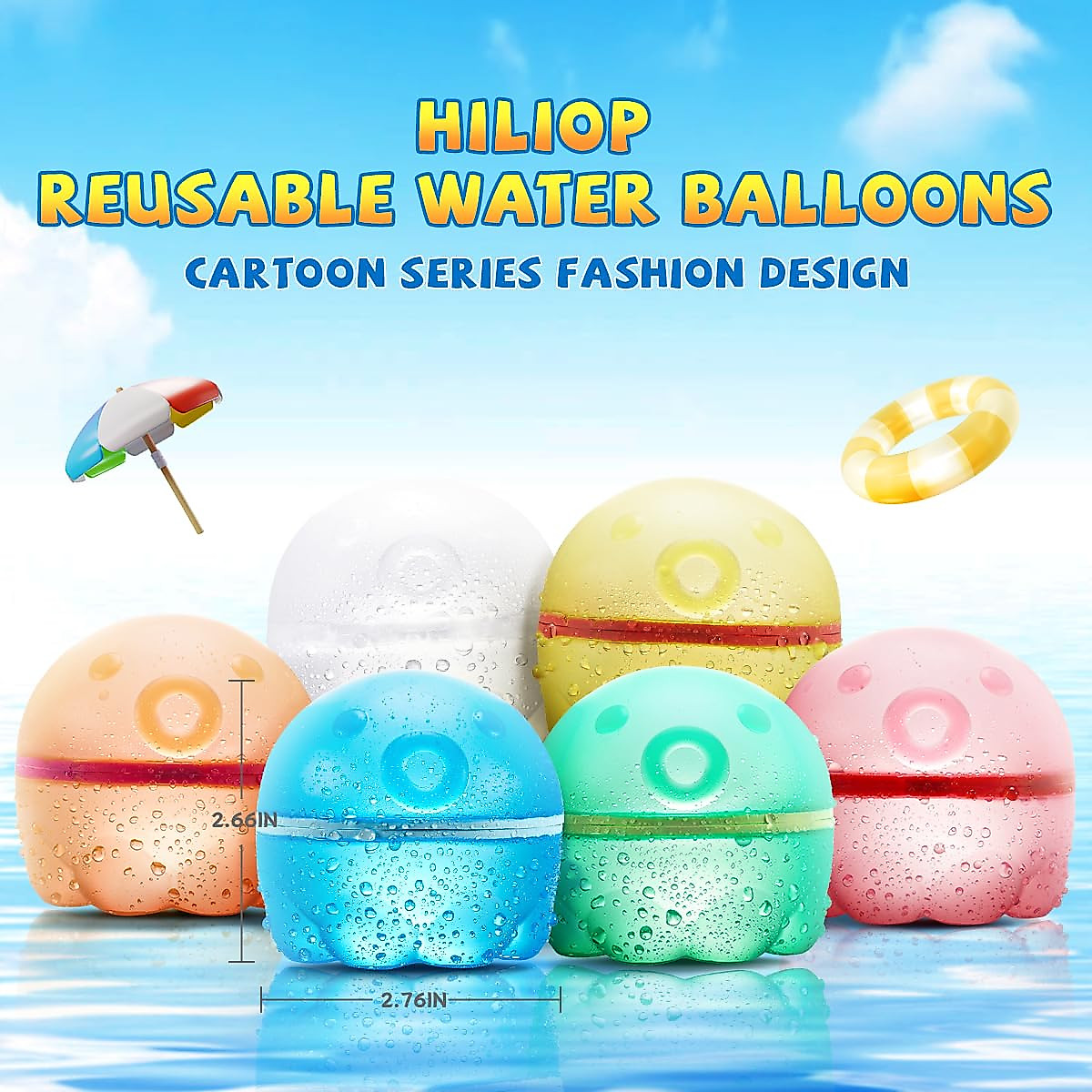Hiliop 16PCS Reusable Water Balloons for Kids, Splash Refillable Water Balloons Bombs Self Sealing Quick Fill Magnetic with Mesh Bag