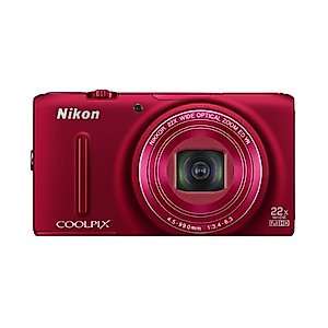 Nikon COOLPIX S9500 Wi-Fi Digital Camera with 22x Zoom and GPS (Red) (OLD MODEL)