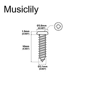 Musiclily Ultra 2.1x10mm Stainless Steel Pan Head Mounting Screws for Acoustic Electric Guitar Bass Tuners Machine Heads, Nickel (Set of 20)