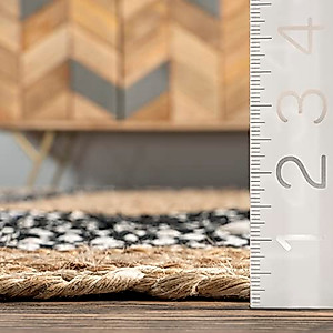 nuLOOM Lesha Natural Fiber Area Rug, 6' Round, Black