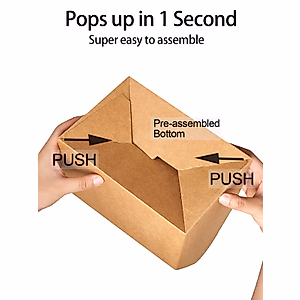 Happyhiram 30 CT 9x6x6 Large Box Lunch Boxes Cardboard Paper with Handles Kraft Brown, Gable Gift Boxes Party Favor Boxes Barn Style Carry Out Box Recyclable Packaging Boxes for Food Cookies Baby Shower Bridal Shower Wedding Birthday