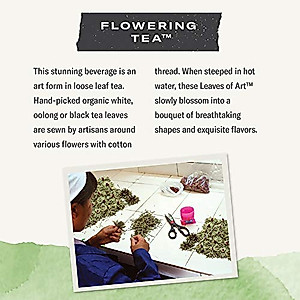 Numi Organic Tea Dancing Leaves Flowering Tea Gift Set, 5 Tea Blossoms with 16 Ounce Glass Teapot (Packaging May Vary)