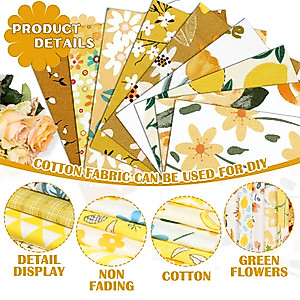 Ganeen 500 Pcs Cotton Fabric Squares 5 "x 5" Quilt Precut Fabric Printed Fabric Bundles Sheets Charm Packs for Quilting for DIY Sewing Scrapbooking Patchworks Crafts (Yellow Floral)