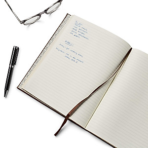 Eccolo Large Lined Journal Notebook, Hardbound Cover, Writing Journal, 256 Ruled Ivory Pages, Gilded Edge, Ribbon Bookmark, Lay Flat, Desk Size for Work or School (Brown Leatherette, 8x10 inches)