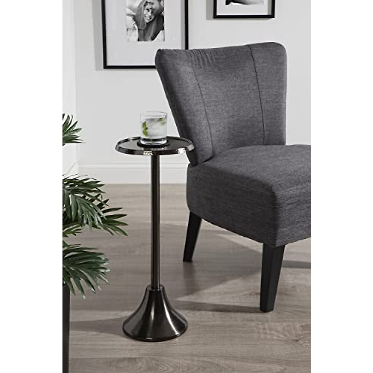 Kate and Laurel Sanzo Metal Side Table, 9x9x23, Pewter