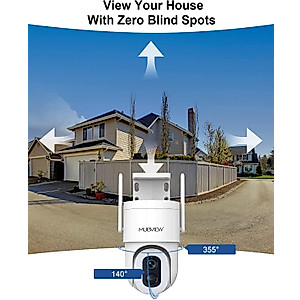 MUBVIEW Solar Security Cameras Wireless Outdoor, 2K Battery Powered Security Camera, Floodlight Camera with 800 Lumens Light & Siren, 360° PTZ, Color Night Vision, PIR Detection, 2.4GHz, IP66