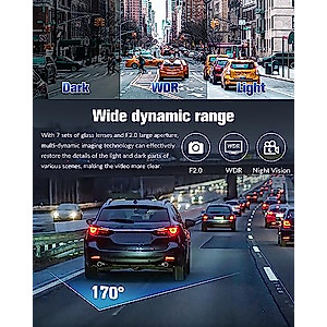 Dash Camera for Cars,4K Car Camera Full HD Dash Cam Front Rear with Free 32GB SD Card,Built-in Super Night Vision,2.0'' IPS Screen,WDR, 24H Parking Mode, Loop Recording