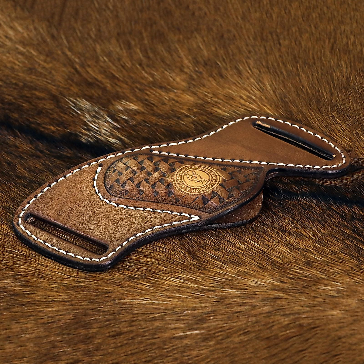 Tourbon Leather Pocket Knife Sheath for Left-Handed Draw Out Folding Knives Holder Carrier EDC Tools Holster for Belt