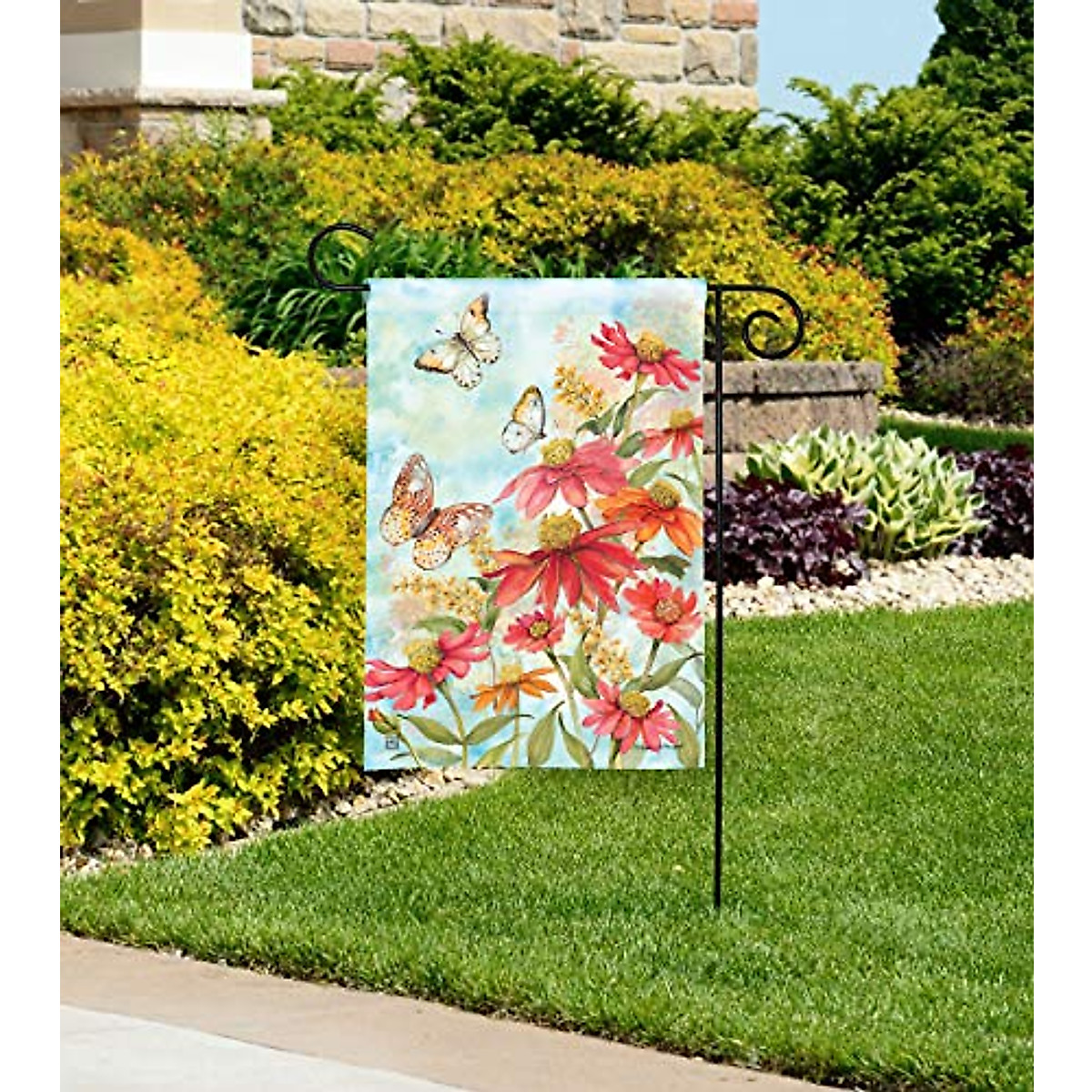 BreezeArt - Summer Zinnias Decorative Garden Flag 12x18 inch - Premium Quality SolarSilk - Made in the USA by Studio-M