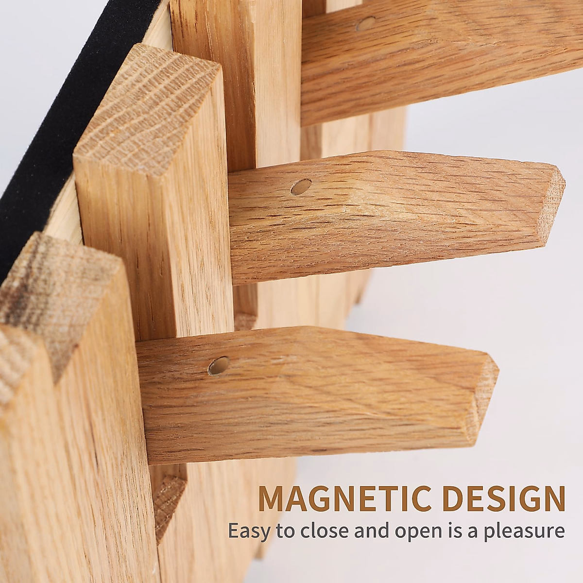 Natural Wood Wall Mounted Piano Coat Rack - 8 Flip Down Hooks, Solid Wood Entryway Wall Art Hook Rack, Space-Saving Wall Mount Design for Coats and Accessories