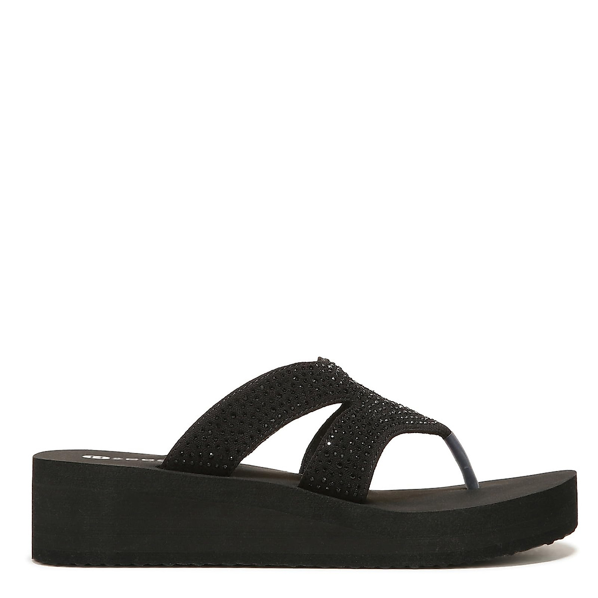 BZees Womens Rio Thong Sandal Black Rhinestone 10 M