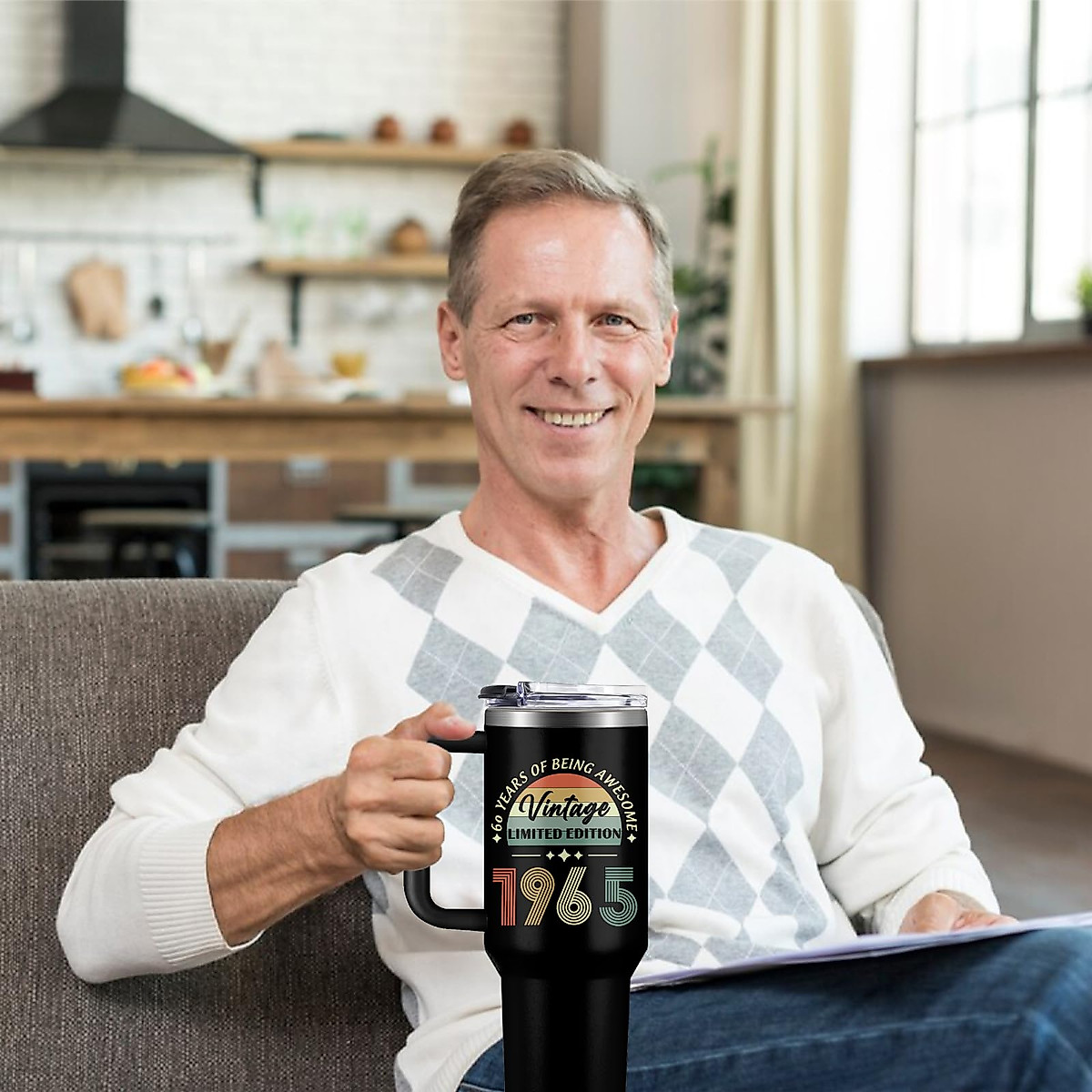 60th Birthday Gifts for Men/Women, Vintage 1965 Birthday Insulated Tumbler 40oz, 1965 Birthday Gifts for Men, Birthday Gifts for Men Turning 60 Year Old Gifts For Men Him Friend Husband Dad Grandpa