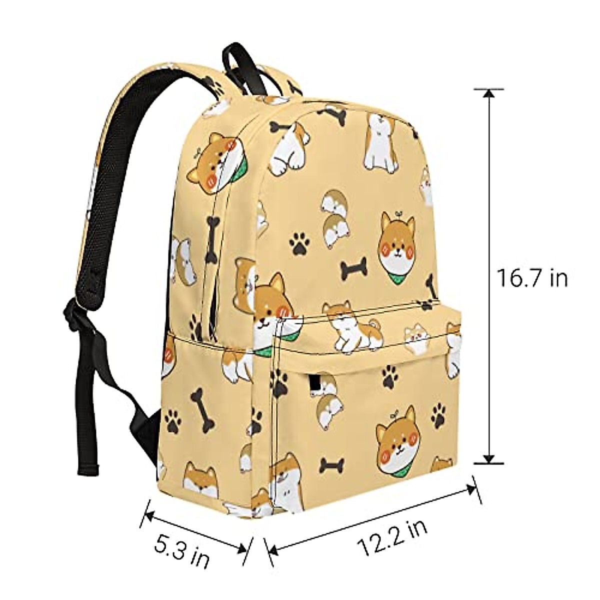 Dog Fashion Backpack Casual 17 Inch Bookbag,Cute Lightweight Daypack Laptop Backpack for Teen/Boys/Girls