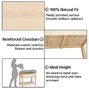 Yaheetech Raised Garden Bed Planter Box with Legs & Storage Shelf Wooden Elevated Vegetable Growing Bed for Flower/Herb/Backyard/Patio/Balcony 34x18x30in