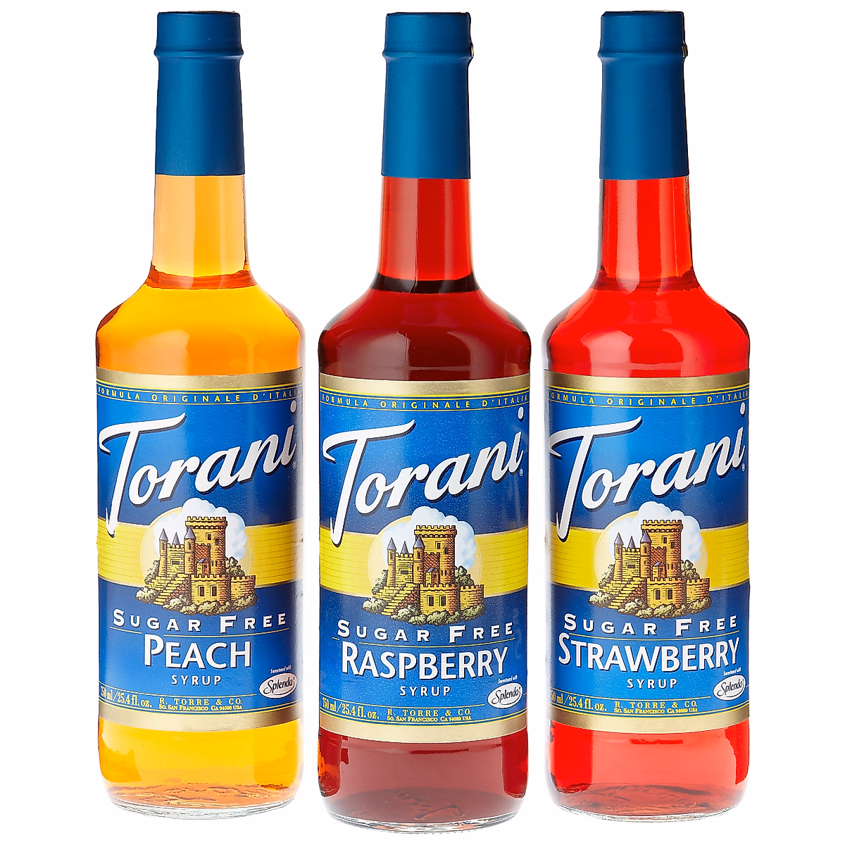 Torani Sugar Free Fruit Flavor Syrup Variety Pack - Raspberry, Strawberry, Peach, 25.4 Fl Oz (Pack of 3)